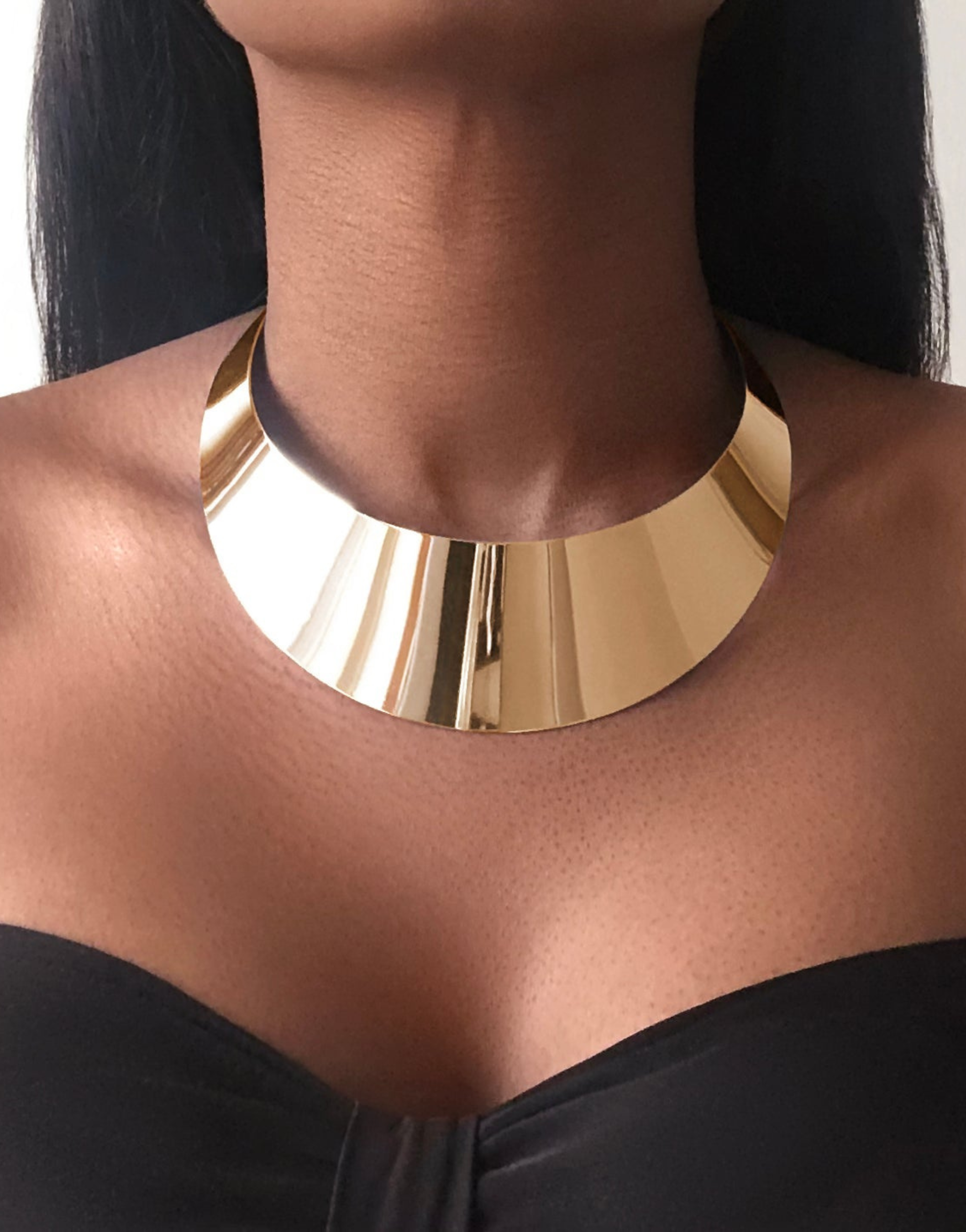AVARIS Statement Classic Semi-Circle Plain Gold Necklace – Jarlia By Jolina